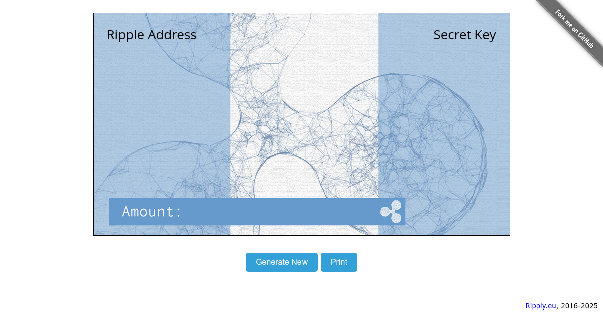 Ripple Wallet Generator - Generate XRP Paper Wallet